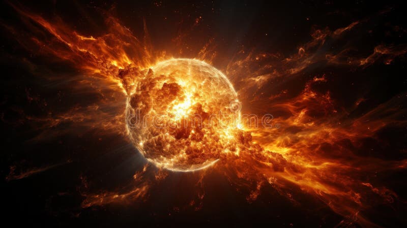 Planet Explosion Emitting Rays of Vibrant Orange from within, Banner ...