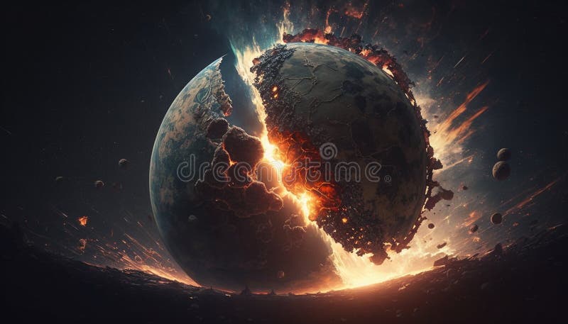 Planet Explosion, View from Space, Generative Ai Stock Illustration ...