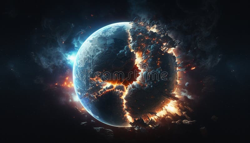 Planet Explosion, View from Space, Generative Ai Stock Illustration ...