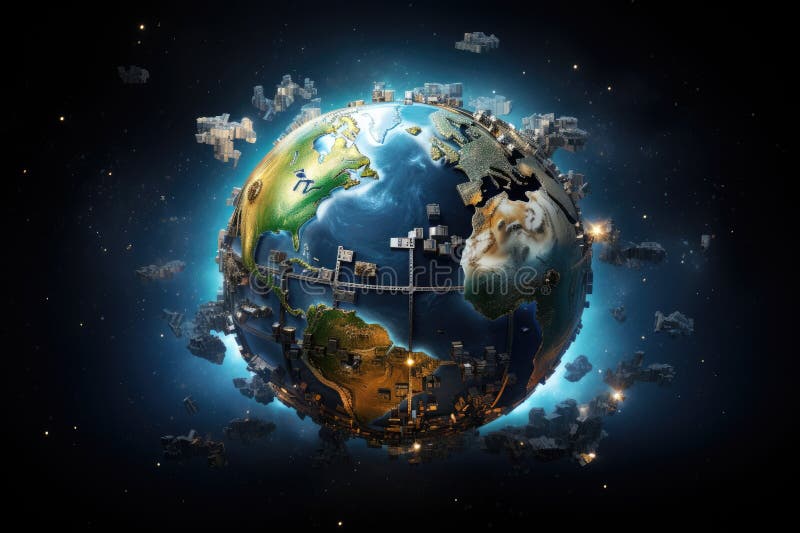 A Planet Falling Apart in Space Stock Illustration - Illustration of ...