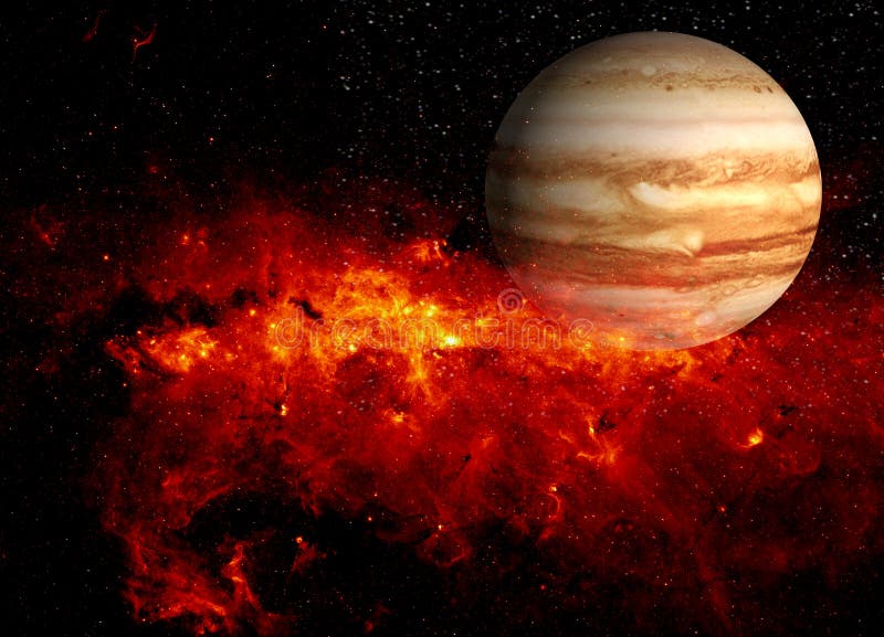 Planet and fiery supernova stock illustration. Illustration of distance ...