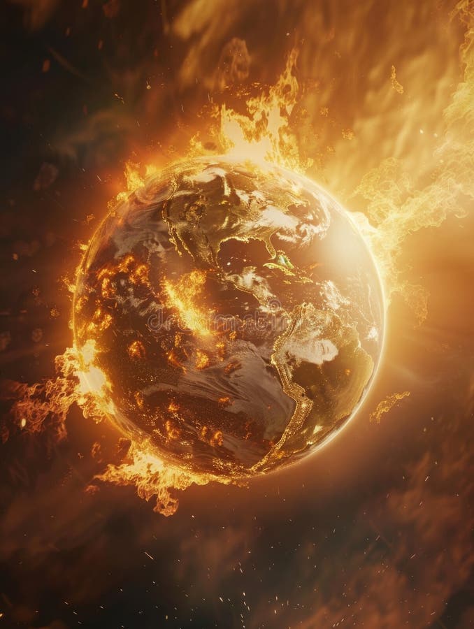 Planet is on Fire and Surrounded by a Lot of Fire Stock Image - Image ...