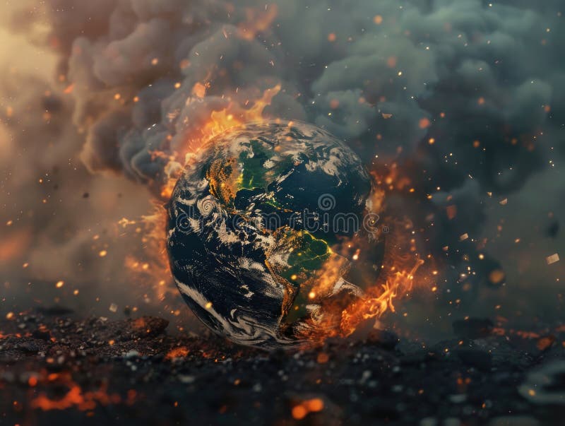 Planet is on Fire and Surrounded by Smoke Stock Photo - Image of ...