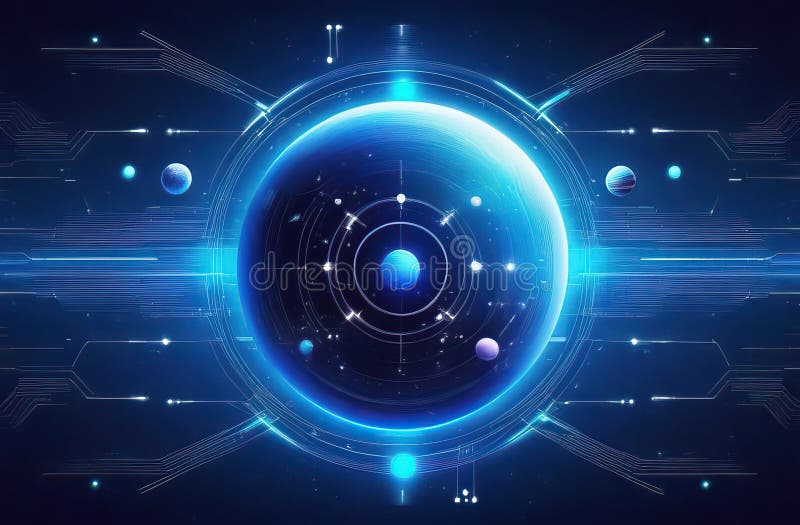 Planet Flying in the Galaxy, Futuristic Background. New Technologies, Science and Technology ...