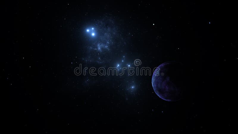 Planet in Galaxy Star Clusters, Colored Gas Clouds in Abstract Space ...