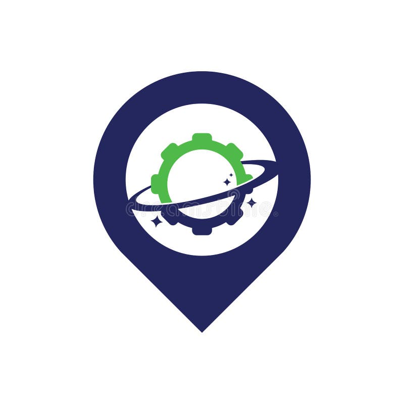 Planet Gear Map Pin Shape Concept Logo Icon Vector. Stock Vector ... Planet Gear Map Pin Shape Concept Logo Icon Vector. Stock Vector ...