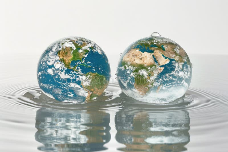 Planet Globe Earth in Clean Water. World Water Day, Environment Concept ...