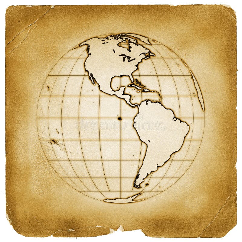 Planet Globe Earth Old Vintage Paper Stock Illustration - Illustration ...