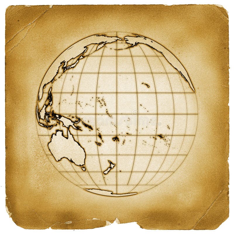 Planet Globe Earth Old Vintage Paper Stock Illustration - Illustration ...