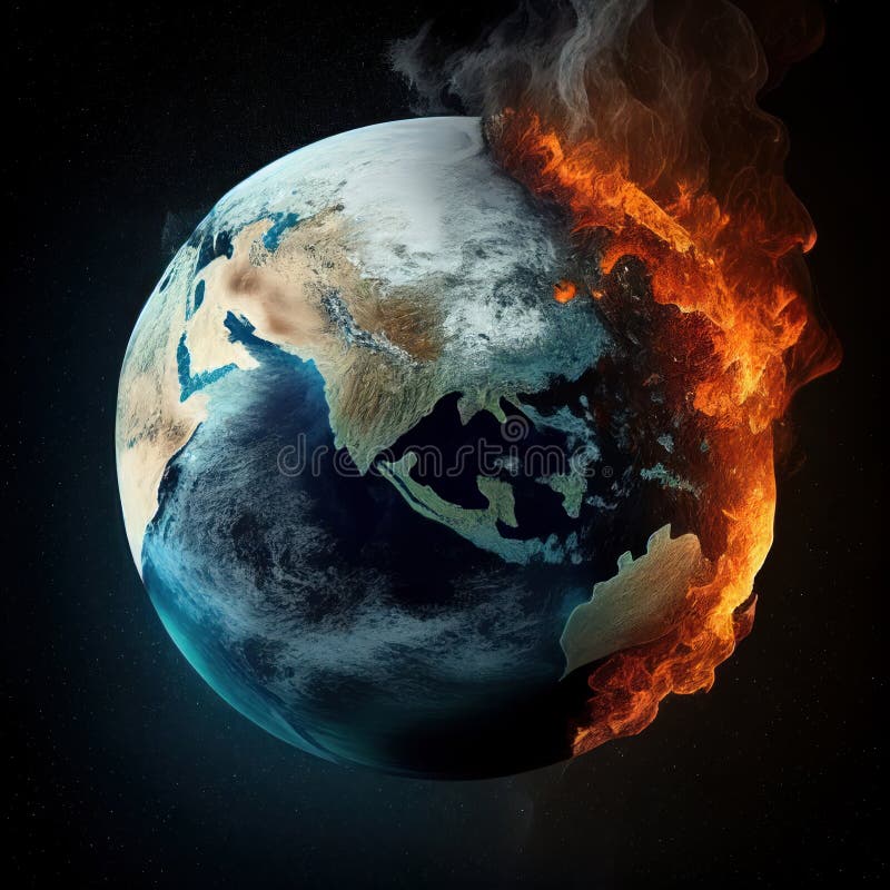 Planet Globe Illustration - Global Warming Problem, Earth Burn. Global Warming, Ecology, Problem ...