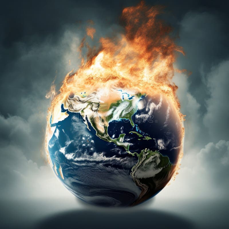 Planet Globe Illustration - Global Warming Problem, Earth Burn. Global ...