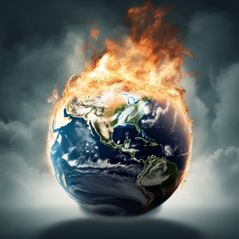 Planet Globe Illustration - Global Warming Problem, Earth Burn. Global ...