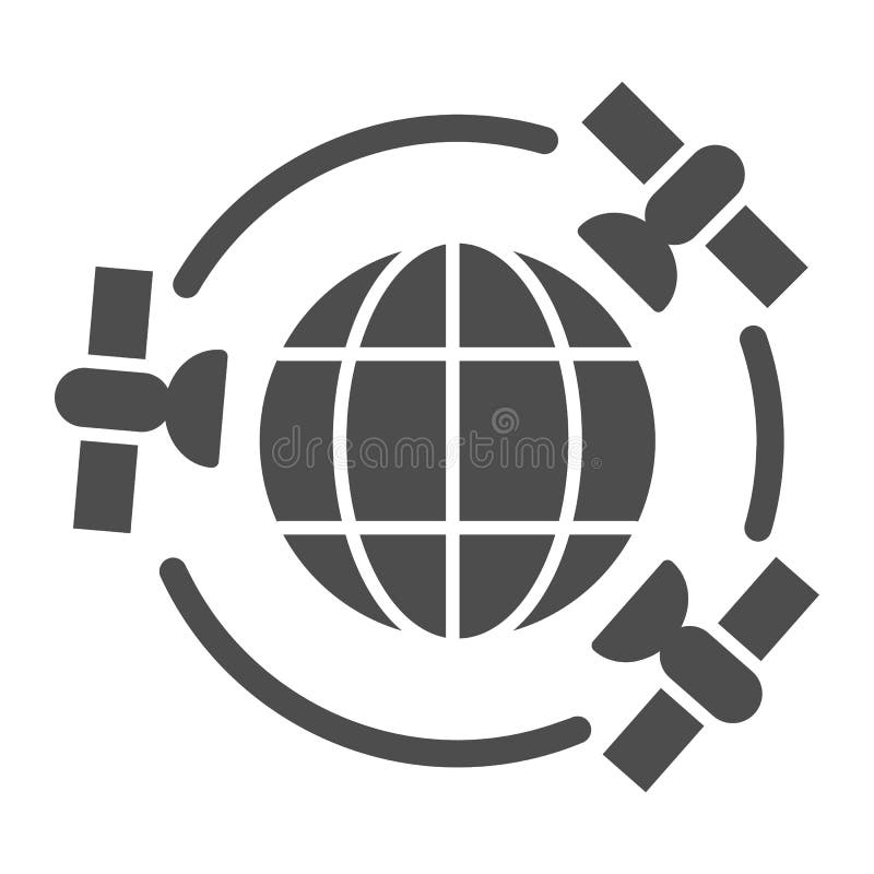 Planet with GPS Satellites Solid Icon, Navigation Concept, Three ...