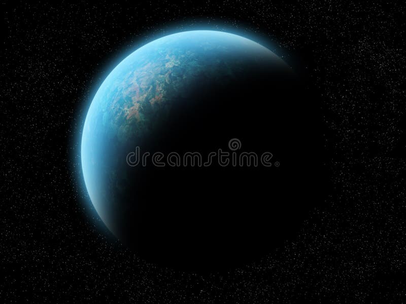 Planet half illuminated stock illustration. Illustration of galaxy ...