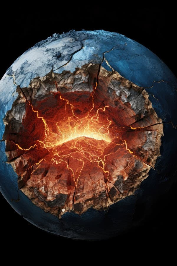 A Planet with a Hole in the Ground Stock Illustration - Illustration of ...