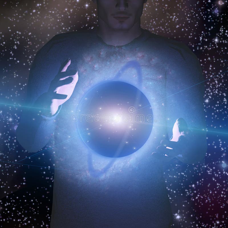 Planet between man`s hands stock illustration. Illustration of hover ...