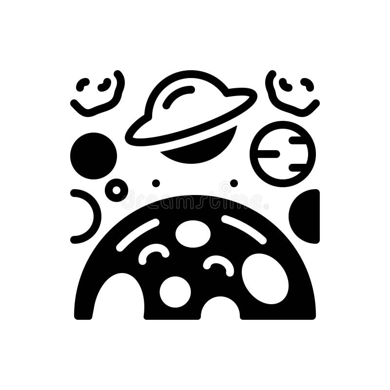 Black Solid Icon for Planet, Cosmology and Globe Stock Vector ...