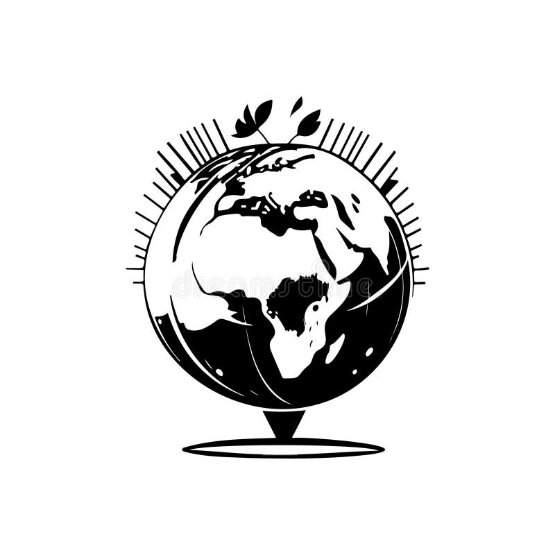 Planet Icon Hand Draw Black Colour Earth Day Logo Symbol Perfect Stock ...