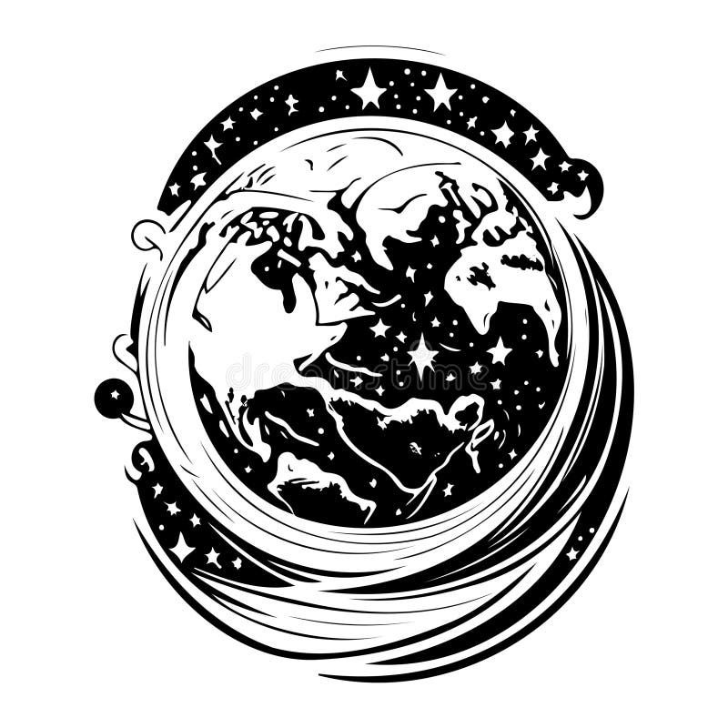 Planet Icon Hand Draw Black Colour Space Logo Symbol Perfect Stock ...