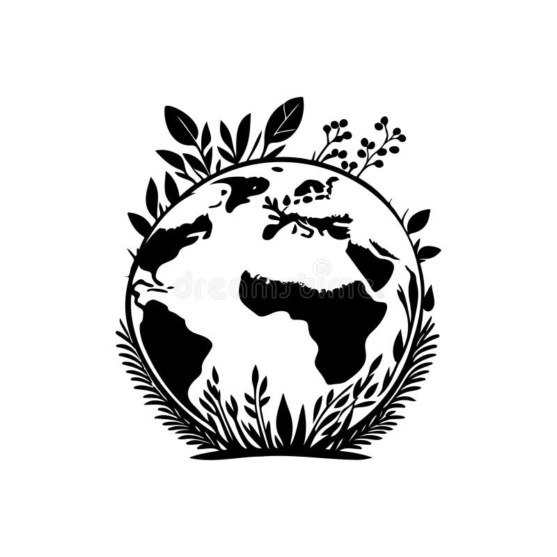 Planet Icon Hand Draw Black Colour World Environment Day Logo Symbol ...