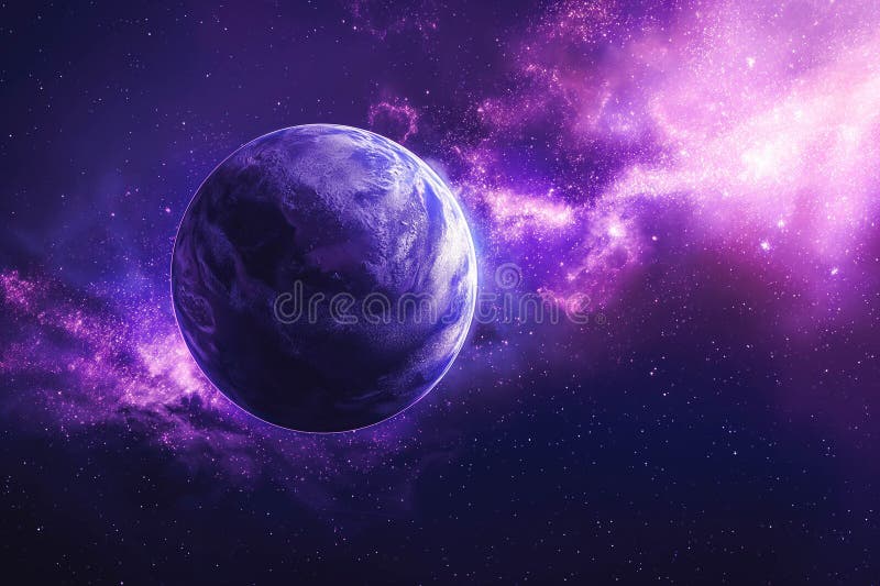 Planet Image, Unreal Galaxy Image Purple Background with Space for ...