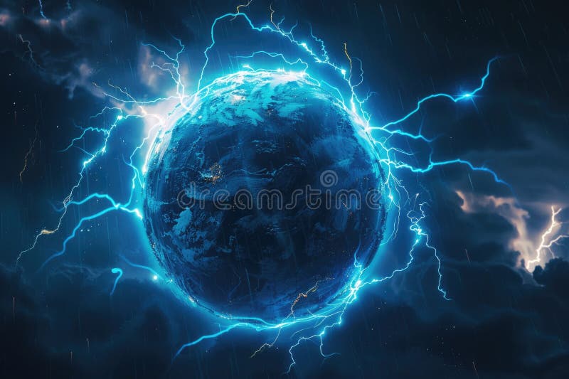 A Planet with Intense Lightning Storm, Suitable for Futuristic or Sci ...