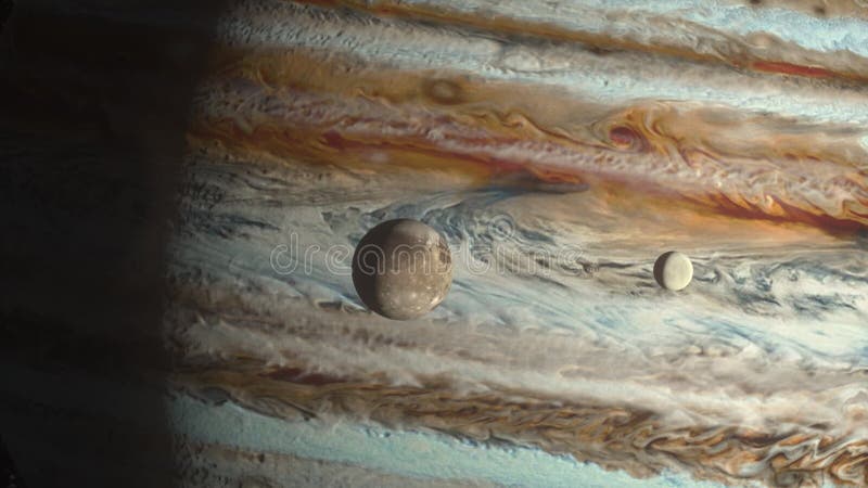 Planet Jupiter Moons Ganymede Europa Animated Background Space 3D ...