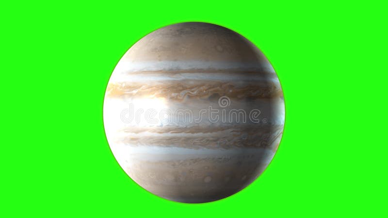 Planet Jupiter Rotating in Its Own Orbit in the Outer Space. Green ...