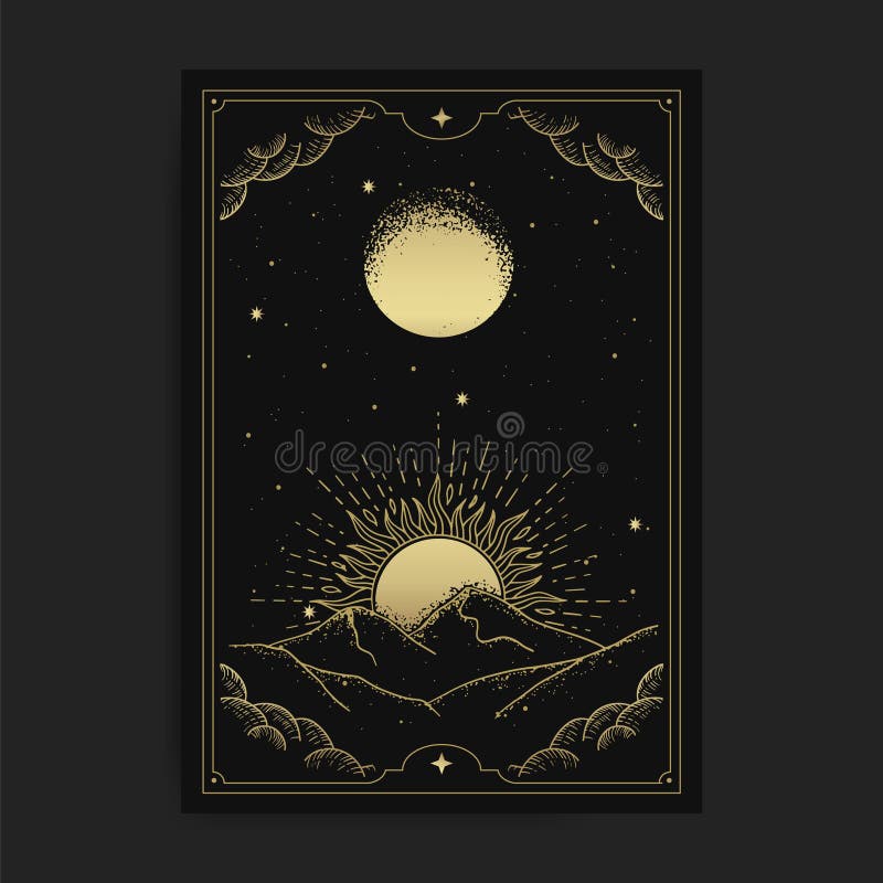 Planet Landscape with Sun and Planets Orbits Hand Drawn Illustration ...