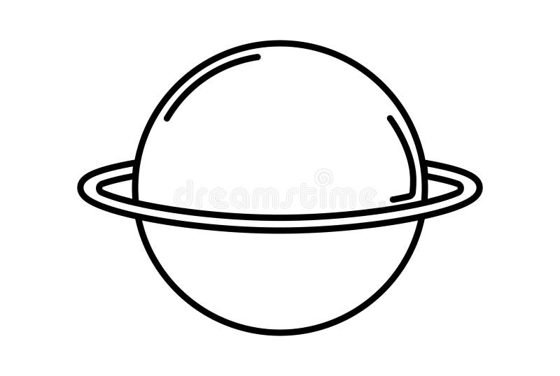 Planet Line Flat Icon Black Science Outline Symbol App Web Sign Stock ...