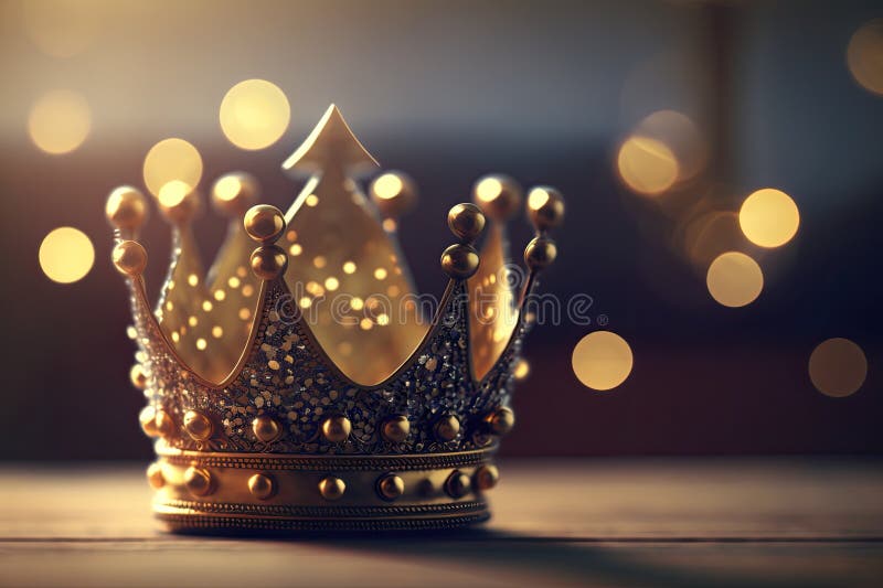 Planet of Make Believe. Bokeh Effect, Beautiful Golden Crown on Table ...
