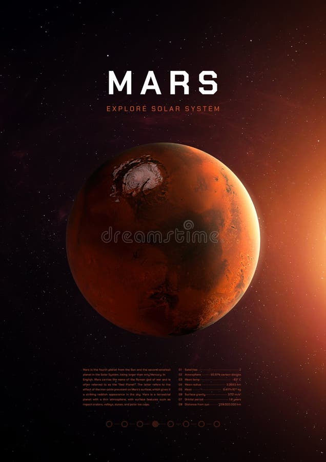 Planet Mars. 3D Illustration Poster Stock Illustration - Illustration ...