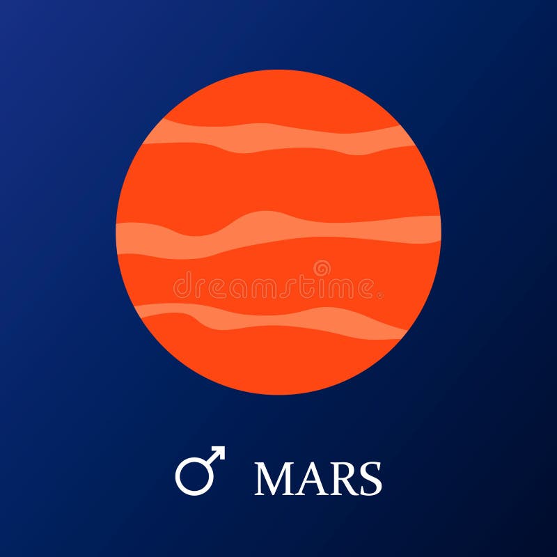 Planet Mars in flat style stock vector. Illustration of cosmo - 191290818