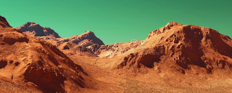 Planet Mars Illustration, Orange Red Eroded Mars Surface, Science ...