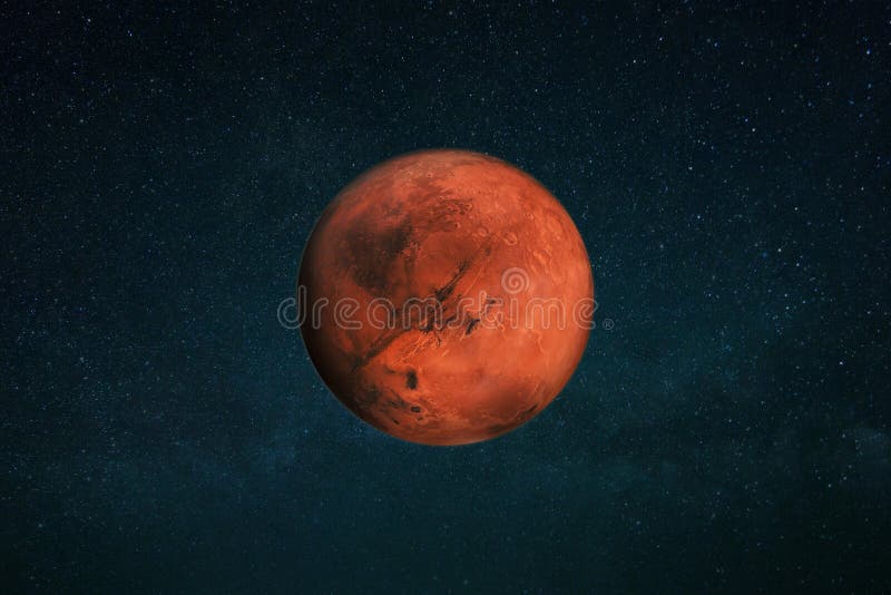 Planet Mars Im Sternenklaren Himmel Roter Planet Im Platz Stockbild ...