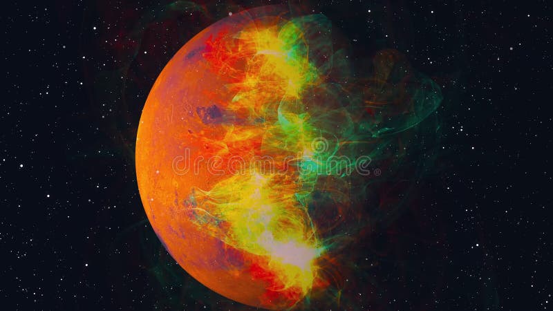 Planet Mars with nebula stock video. Video of universe - 368197859