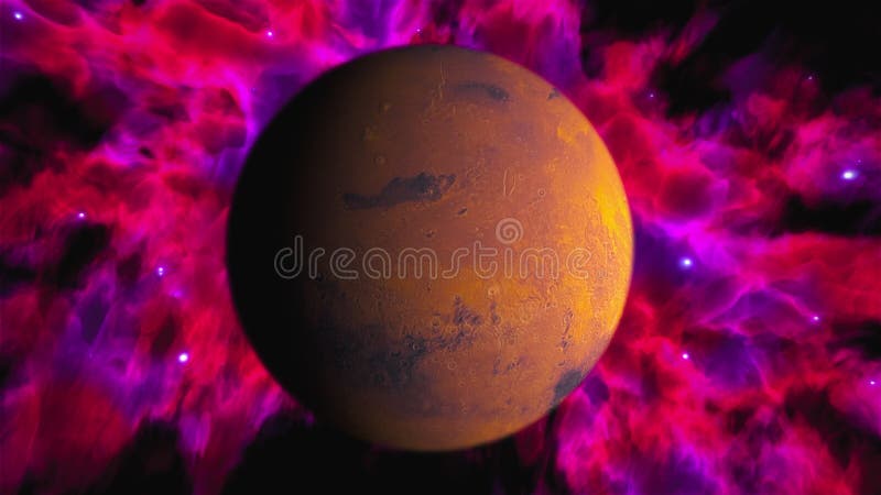 Planet Mars with nebula stock footage. Video of milky - 345080792