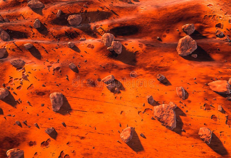 Planet Mars red surface stock illustration. Illustration of dune - 61903622