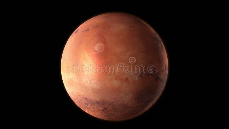 Planet Mars Rotating in Its Own Orbit in the Outer Space. 3D Rendering ...