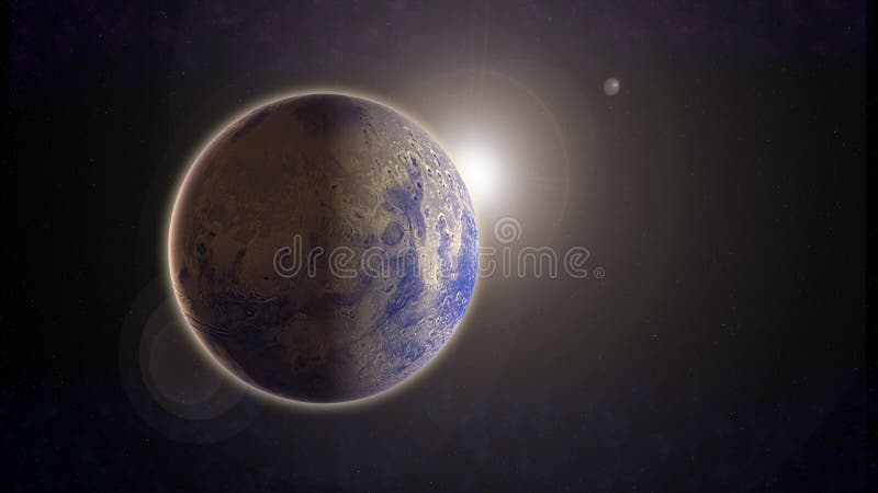 Planet Mars in Space with Sunlight Stock Illustration - Illustration of ...