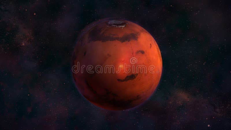 Planet Mars from Space with a View of Elysium Mons Stock Illustration ...