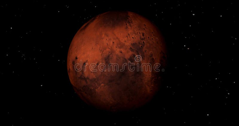 Planet Mars Sun Rise Isolate on Dark. Front View of Mars Planet from 3d ...