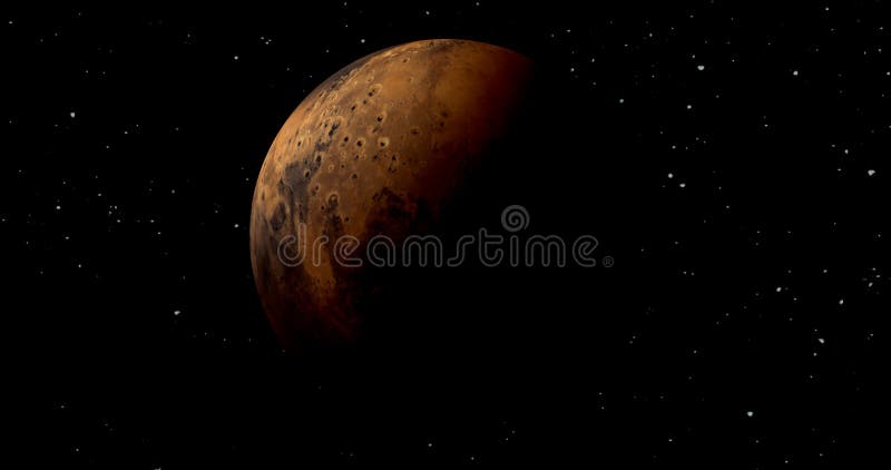 Planet Mars Sun Rise Isolate on Dark. Front View of Mars Planet from 3d ...
