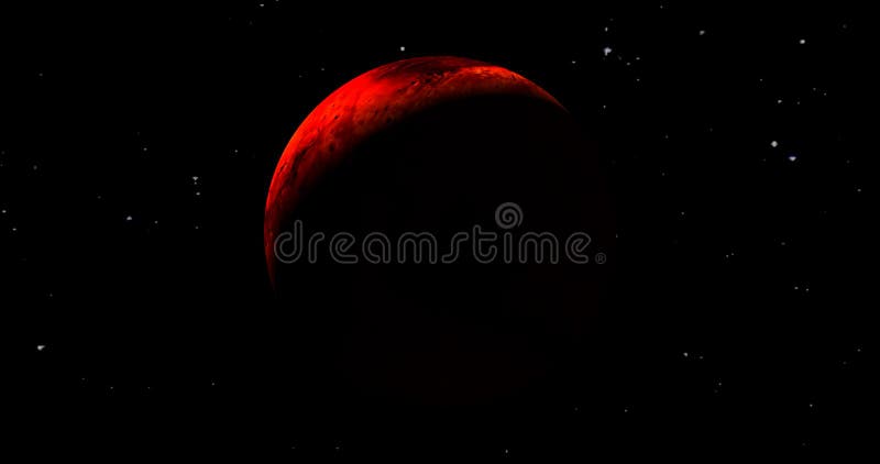Planet Mars Sun Rise Isolate on Dark. Front View of Mars Planet from 3d ...