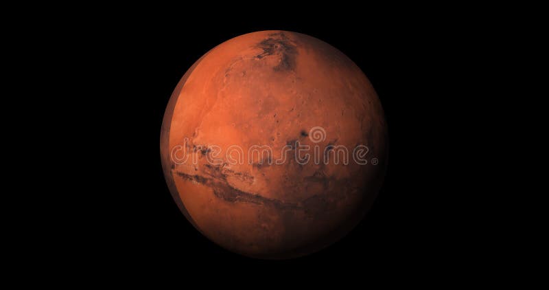 Planet Mars Sun Rise Isolate on Dark. Front View of Mars Planet from 3d ...