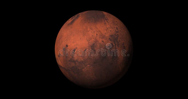 Planet Mars Sun Rise Isolate on Dark. Front View of Mars Planet from 3d ...