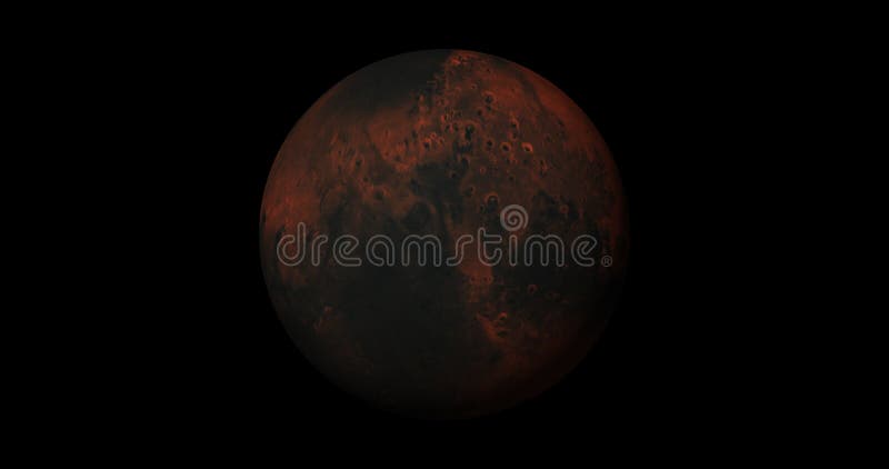 Planet Mars Sun Rise Isolate on Dark. Front View of Mars Planet from 3d ...