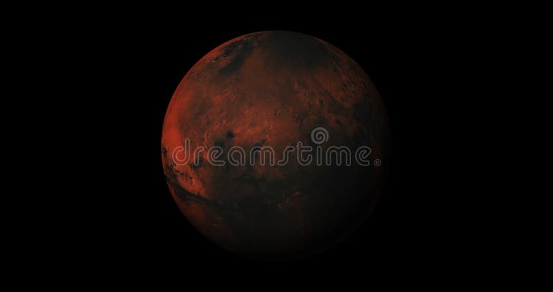Planet Mars Sun Rise Isolate on Dark. Front View of Mars Planet from 3d ...