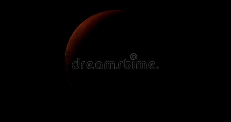 Planet Mars Sun Rise Isolate on Dark. Front View of Mars Planet from 3d ...