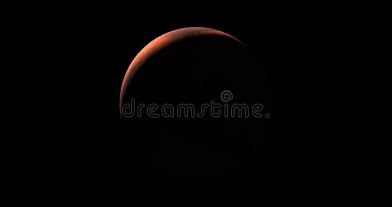 Planet Mars Sun Rise Isolate on Dark. Front View of Mars Planet from 3d ...
